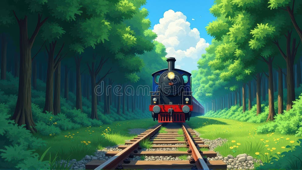 Train in the Forest stock illustration. Illustration of rendering ...