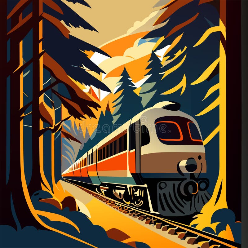 Train in the Forest. Vector of Train in the Forest. AI Generated Stock ...