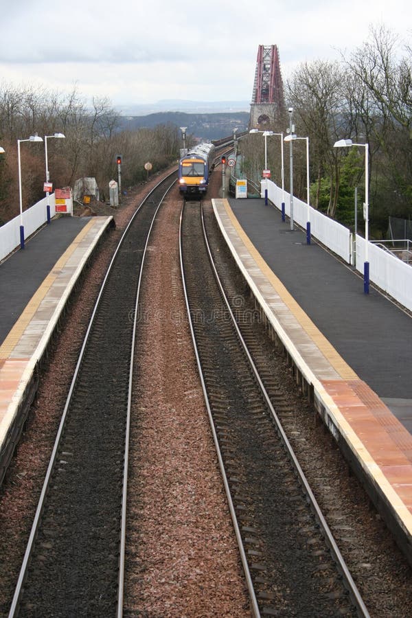 Train and the Forth Rail Bridge Stock Image - Image of train, scotland ...