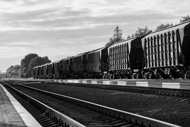 Train with freight cars stock photo. Image of concept - 60418828