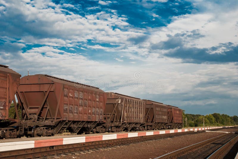 Train with freight cars stock image. Image of logistics - 60425539