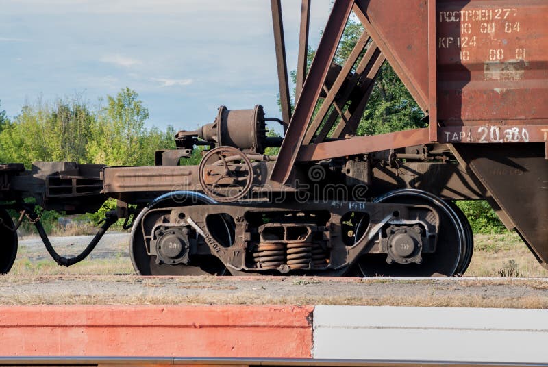 Train with freight cars stock image. Image of containers - 60435673