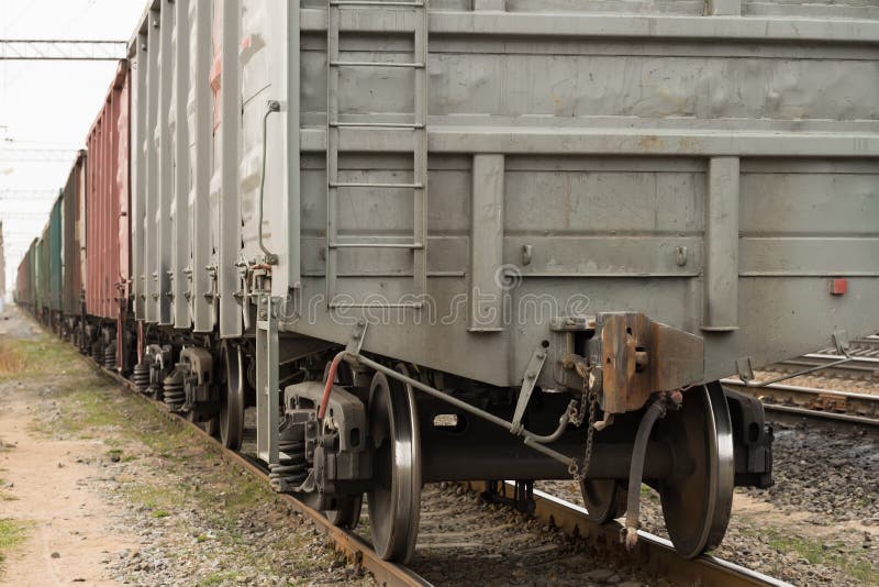 Train Freight Cars are on the Railroad Stock Image - Image of goods ...