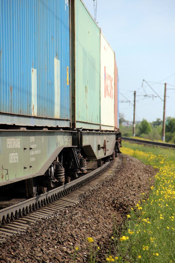 Train Freight Transportation Stock Photo - Image of containers, railway ...