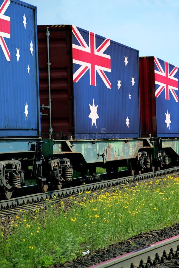 Train Freight Transportation Stock Image - Image of flag, australia ...