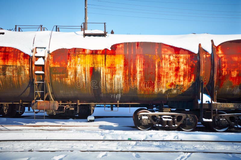 Train with Fuel Petrol Tanks on the Railway Stock Photo - Image of ...