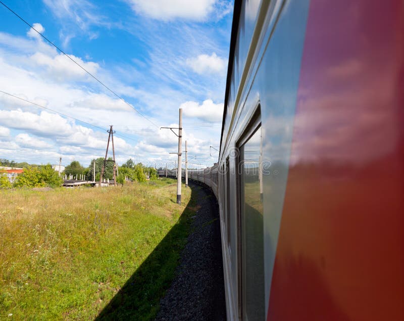 Train Goes by Rail in Summer Day Stock Image - Image of power, rail ...