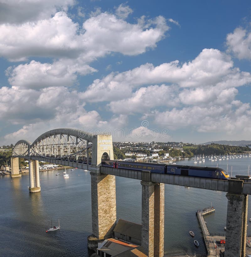 Train Going from Cornwall on Royal Albert Bridge Designed by Brunel in ...