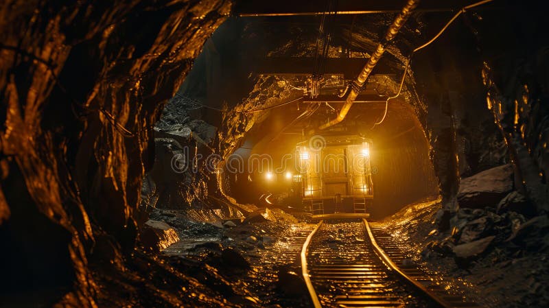A Train Going through a Tunnel in a Coal Mine Stock Photo - Image of ...