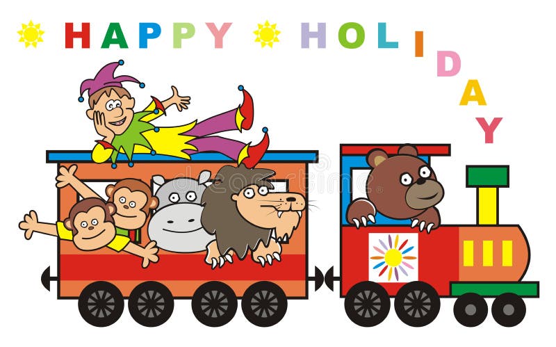Train, Happy Holiday, Humorous Vector Illustration, Eps. Stock Vector ...