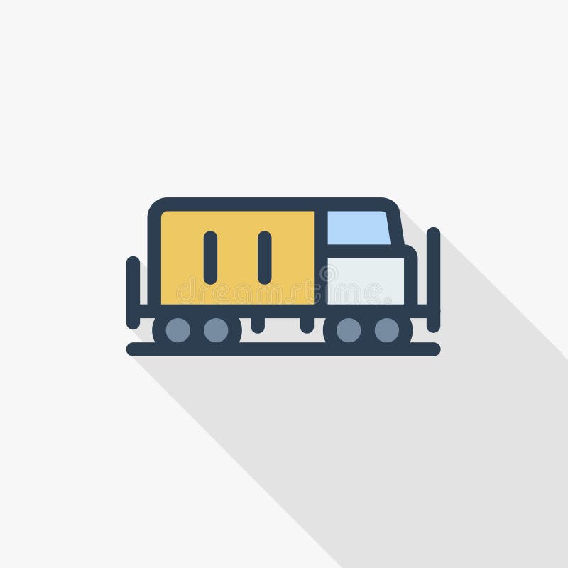 Train Head, Railway Thin Line Flat Color Icon. Linear Vector Symbol ...