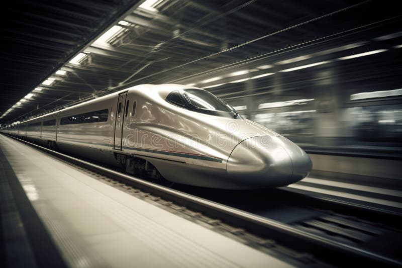 Train and High-speed Railway. Generative AI Stock Illustration ...