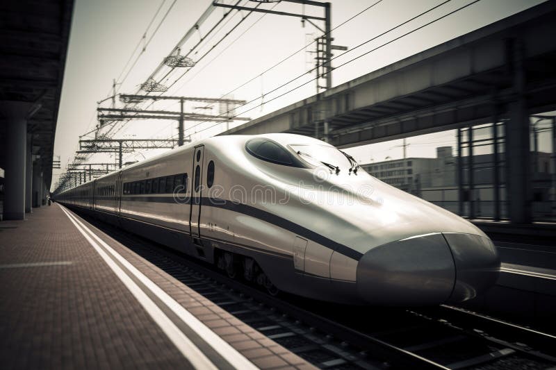 Train and High-speed Railway. Generative AI Stock Illustration ...