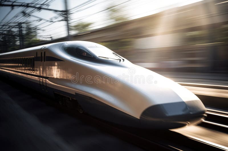 Train and High-speed Railway. Generative AI Stock Illustration ...