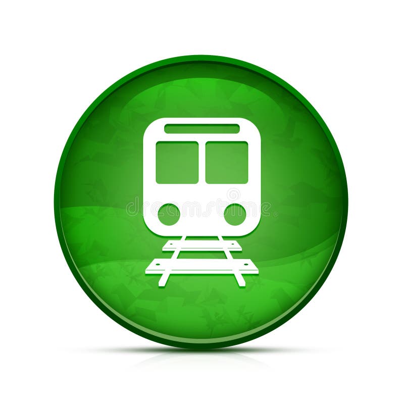 Train Icon on Classy Splash Green Round Button Illustration Stock ...