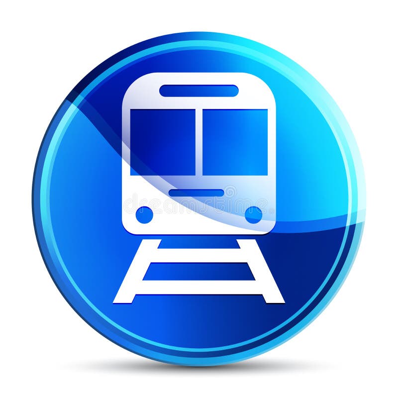Train Icon Glassy Vibrant Sky Blue Round Button Illustration Stock ...