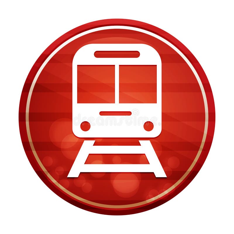 Train Icon Realistic Diagonal Motion Red Round Button Illustration ...