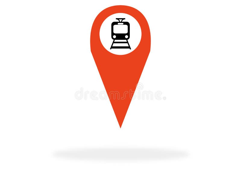 Train Icon on Red Marker Symbol with Shadow Stock Illustration ...
