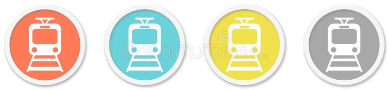 Train Icon - Symbol on 4 Round Buttons Stock Illustration ...