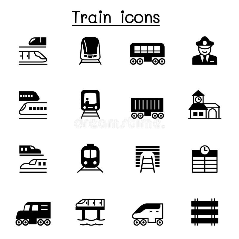 Train Icons Set Vector Illustration Stock Vector - Illustration of ...