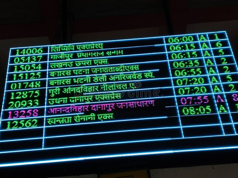 Train Information on a Large Screen Domestic Departure and Arrival ...