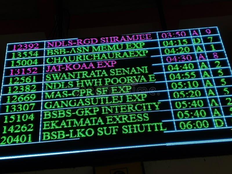Train Information on a Large Screen Domestic Departure and Arrival ...