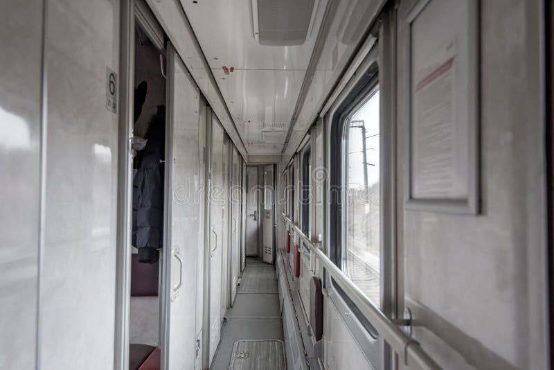 Train Interior with Empty Passageway Stock Image - Image of armchair ...