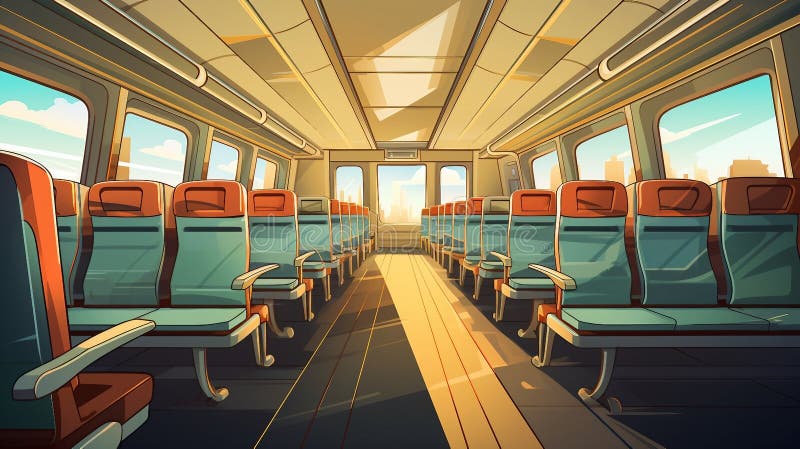 Train Interior with Empty Seats Illustration AI Generated Stock ...