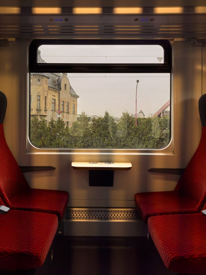 Train Interior with Scenic View through the Window Stock Image - Image ...