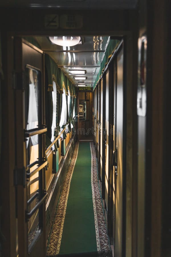 Train Interior with Separate Compartments, Train Corridor. Stock Image ...