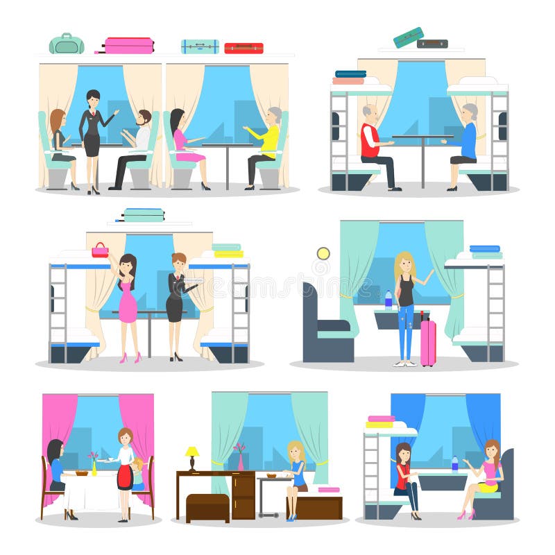 Train interior set. stock vector. Illustration of lifestyle - 91067383