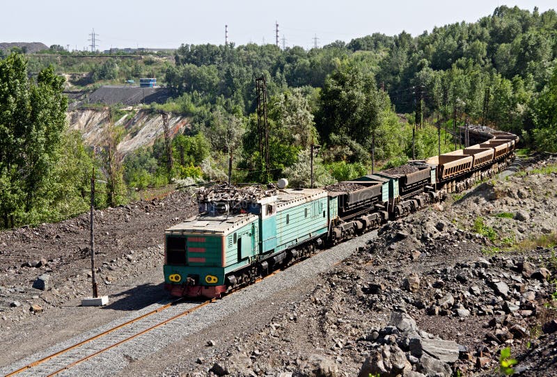 Train at the Iron Ore Opencast Mine is Going for Loading Stock Image ...