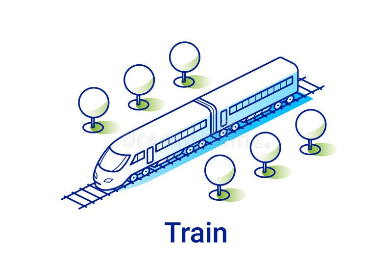 Train Isometric Linear Illustration Stock Vector - Illustration of ...