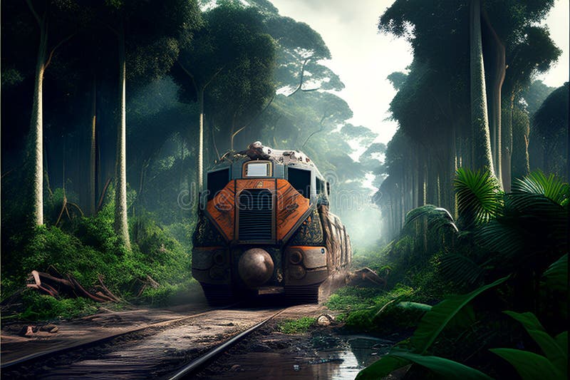 Train in the Jungle. this is a Computer Generated and 3d Rendered ...