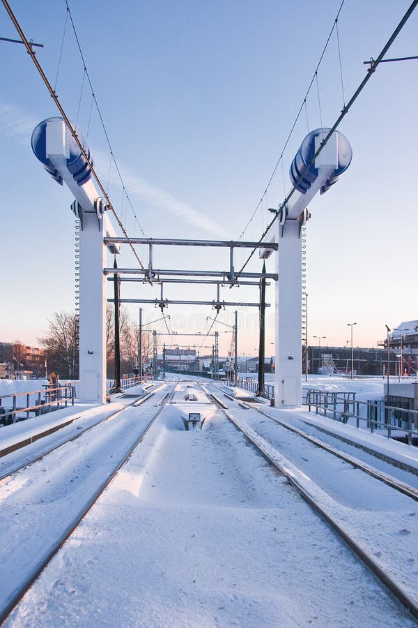 Train Lifting Bridge in the Snow Stock Photo - Image of train, white ...