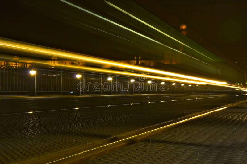Train with light trails stock photo. Image of train, trail - 1398790