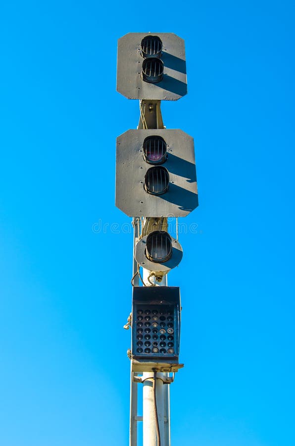 Train Lights at a Railway (semafor) Stock Image - Image of rail ...