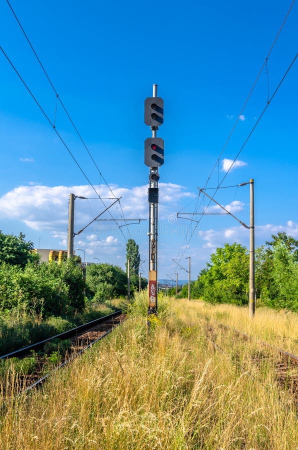 Train Lights at a Railway (semafor) Stock Image - Image of speed ...
