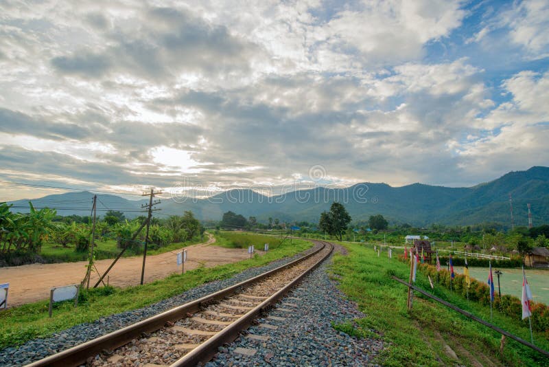 Landscape Nature Railroad Tracks Stock Image - Image of green, mountain ...