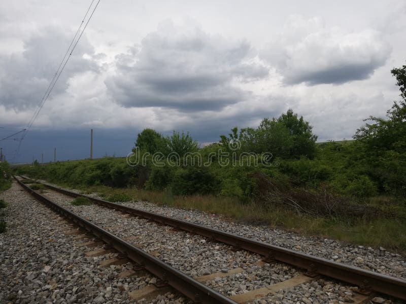 Train Line in the End of Village Stock Photo - Image of train, village ...