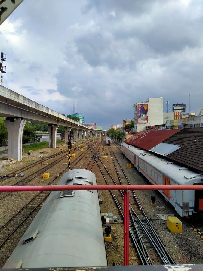 Train Lines at Railway Stations Stock Image - Image of overpass, bridge ...