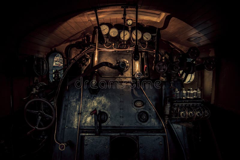 Train Locomotive Control Room Stock Image - Image of hangar, locomotive ...