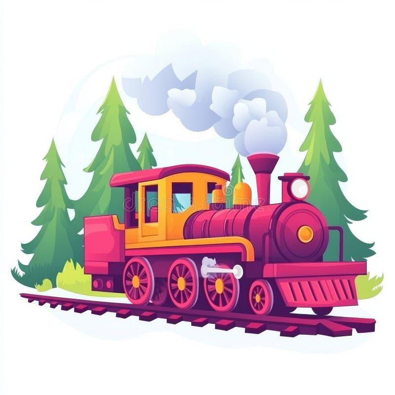 A Train of Many Colors is Moving Down the Tracks, Where a Colorful ...