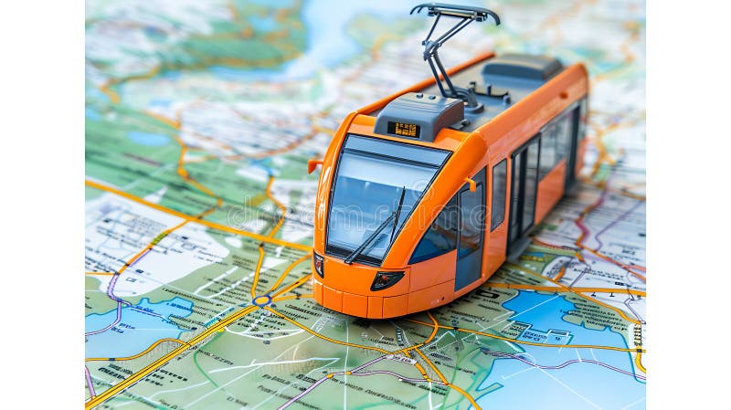 Train model on map, rail stock illustration. Illustration of green ...