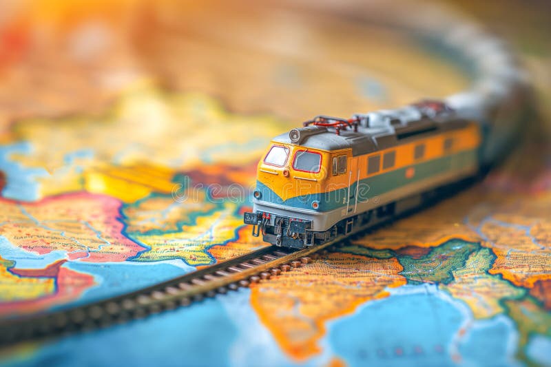 Train Model on Map , Rail Transportation or Train Journey Concept Image ...