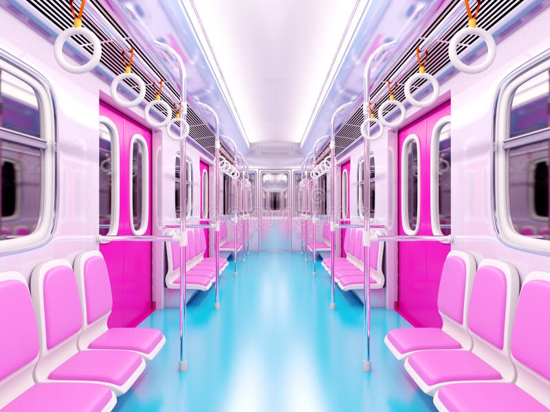 Train Cartoon Bright Interior Stock Illustration - Illustration of ...