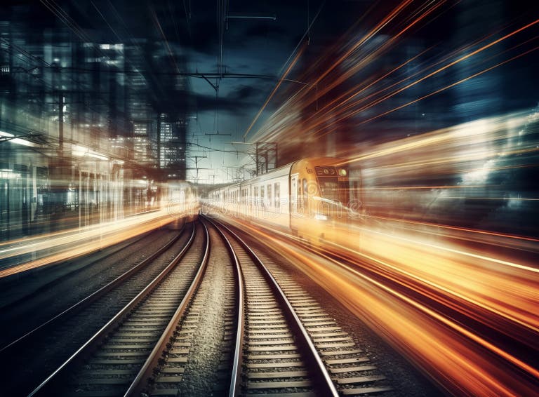 Train in Motion Blur Train in Motion Fast Moving Train Stock ...