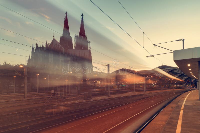 Train in Motion, Cologne. Cologne Cathedral Stock Photo - Image of ...
