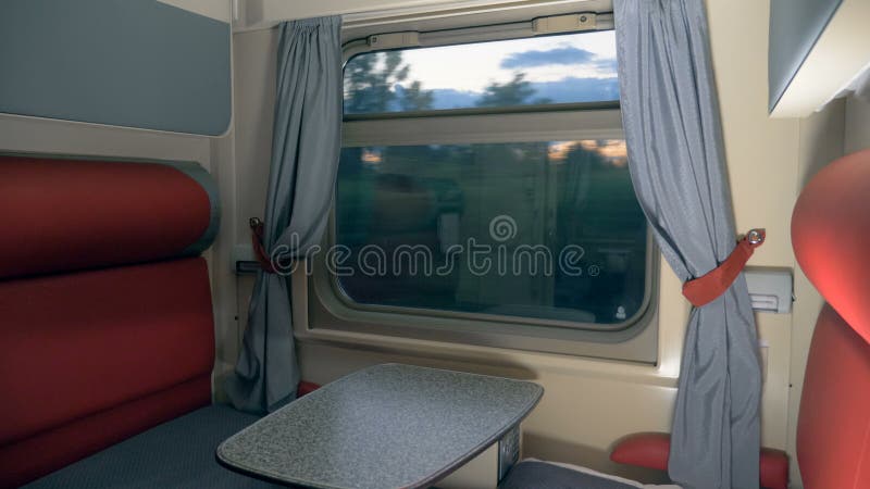Train Motion Process Shown through the Interior of a Coupe Cabin. Speed ...