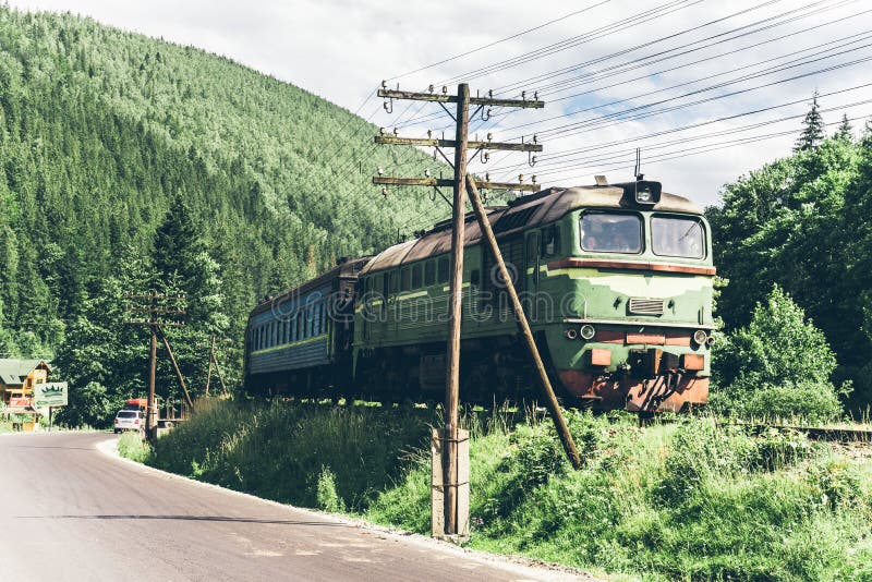 Train in the mountains stock photo. Image of repose, tourist - 98285678